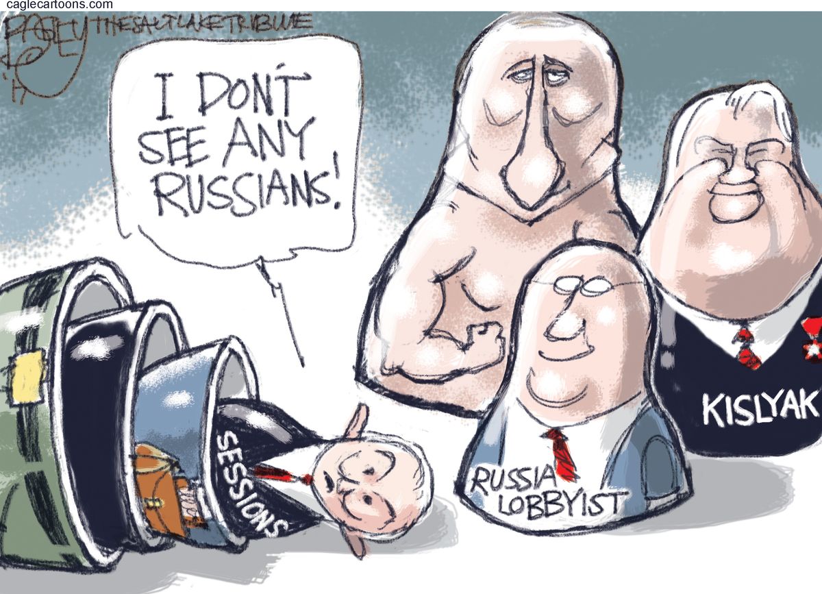 Political cartoon U.S. Sessions dealings with Russian lobbyists | The Week