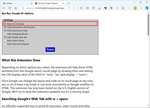 How to hide AI results on Google search with two methods for Microsoft ...