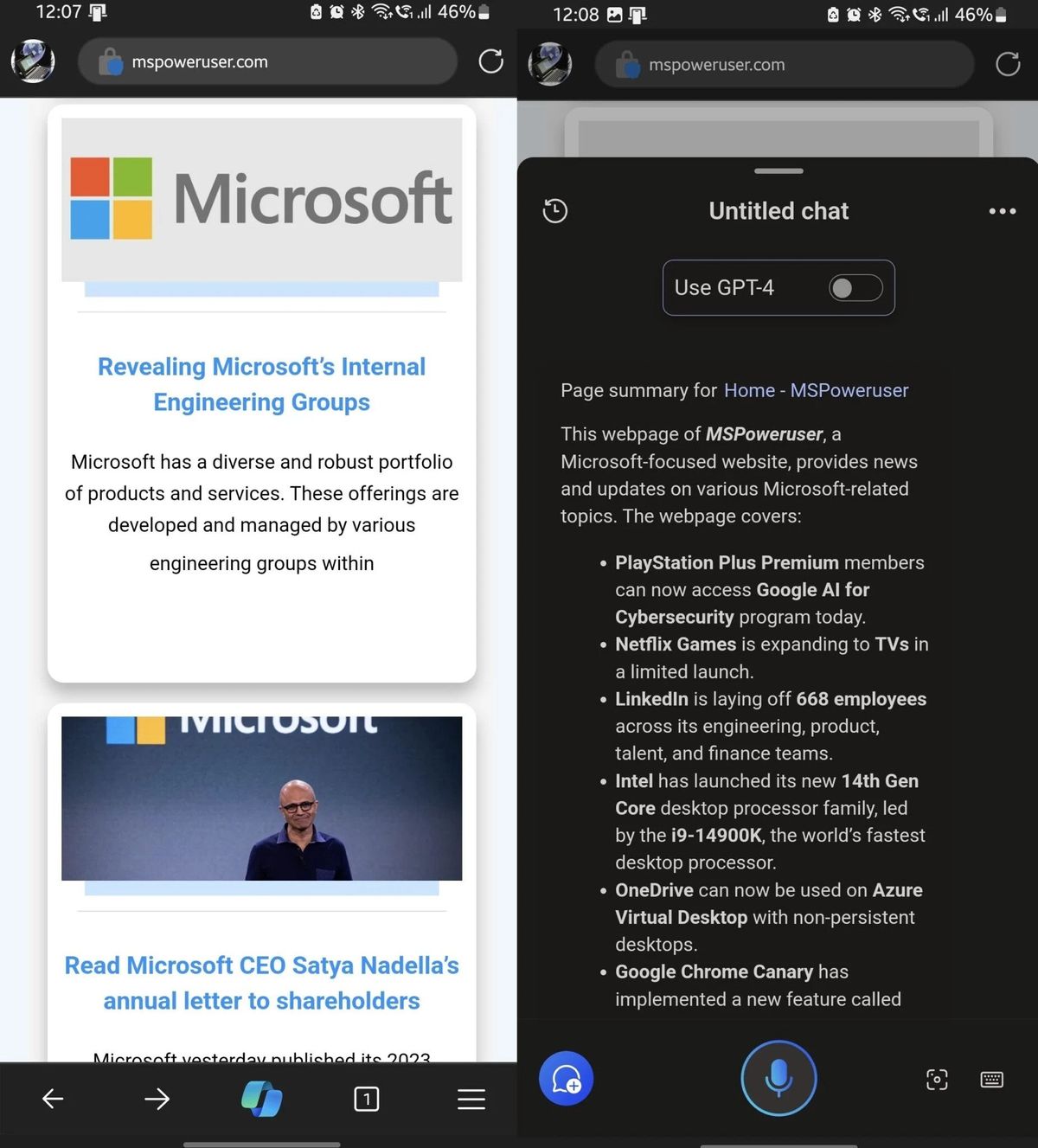 Microsoft Edge on Android Canary now gives one-tap web page summaries ...