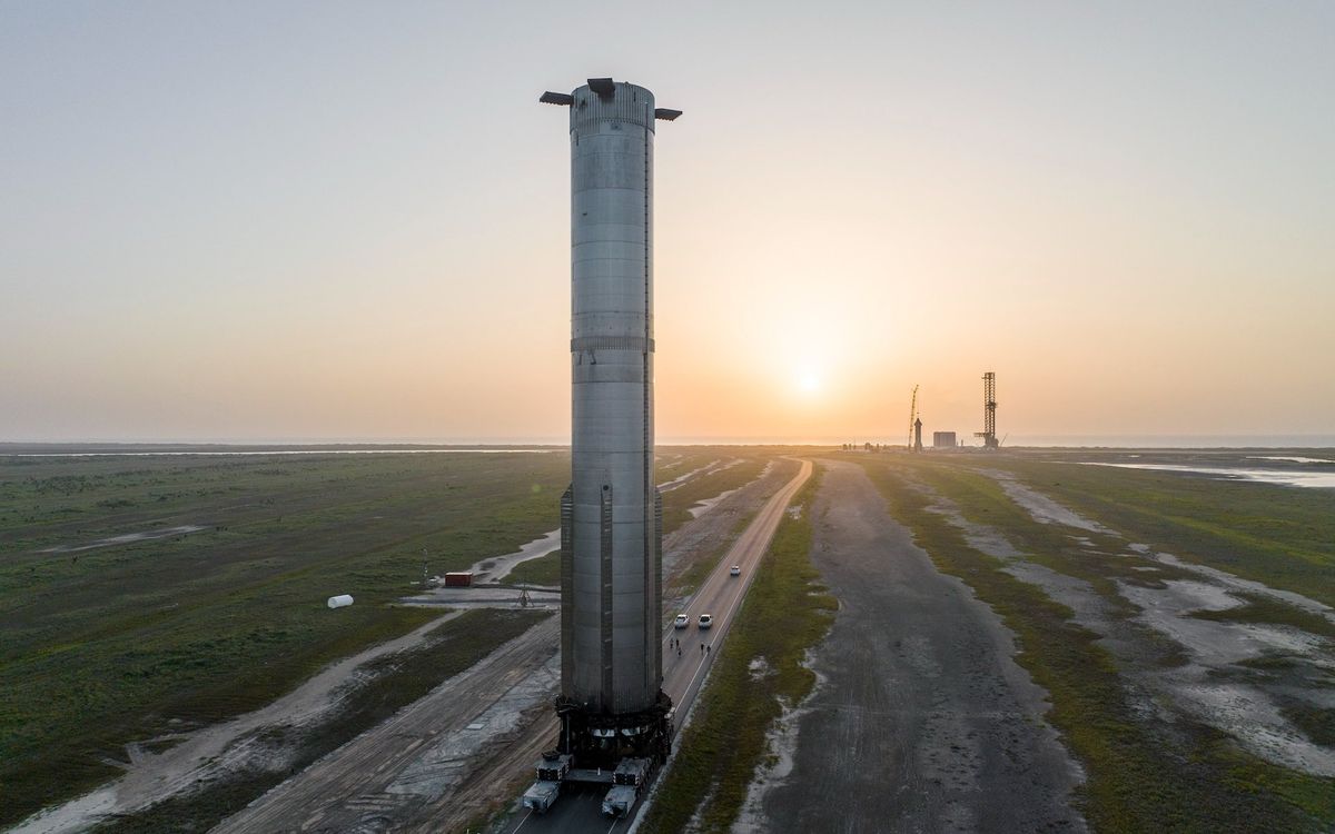 SpaceX Rolls Starship Super Heavy Booster Launch Platform for Testing ...