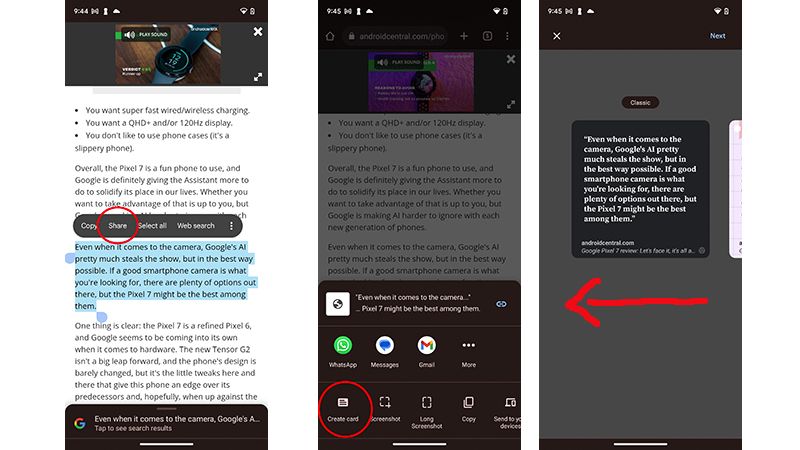 How to create and share text cards from Chrome on an Android phone ...