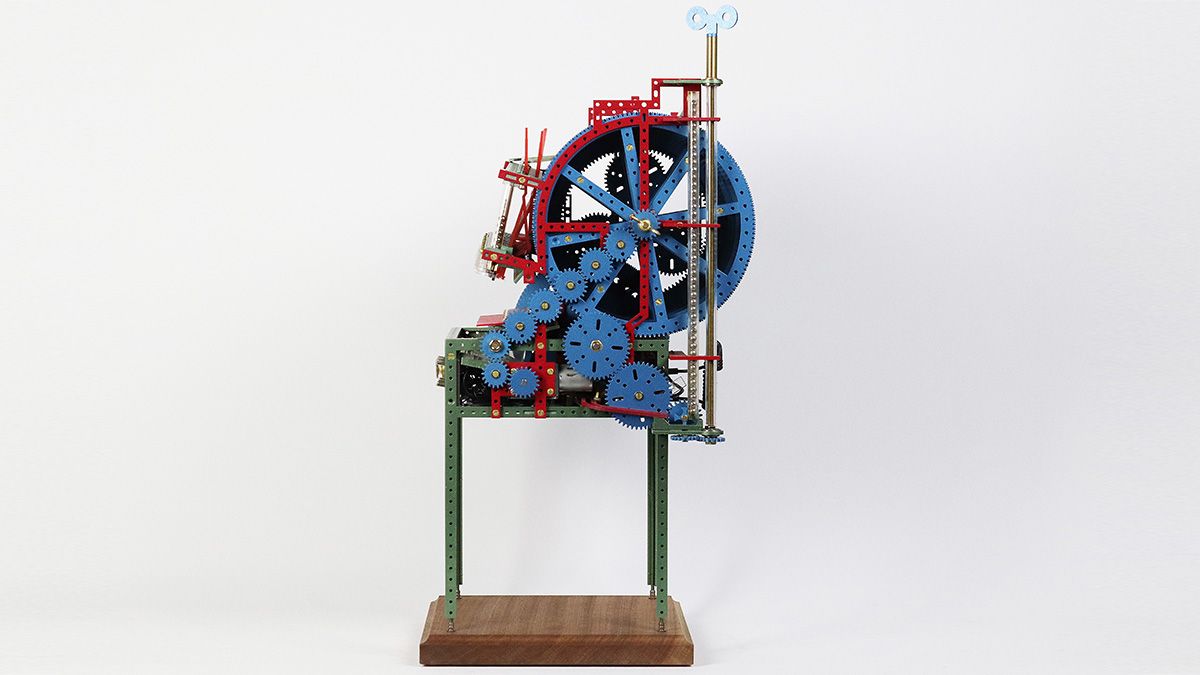 This miniature tribute to the Marble Machine X is a mechanical, Meccano ...