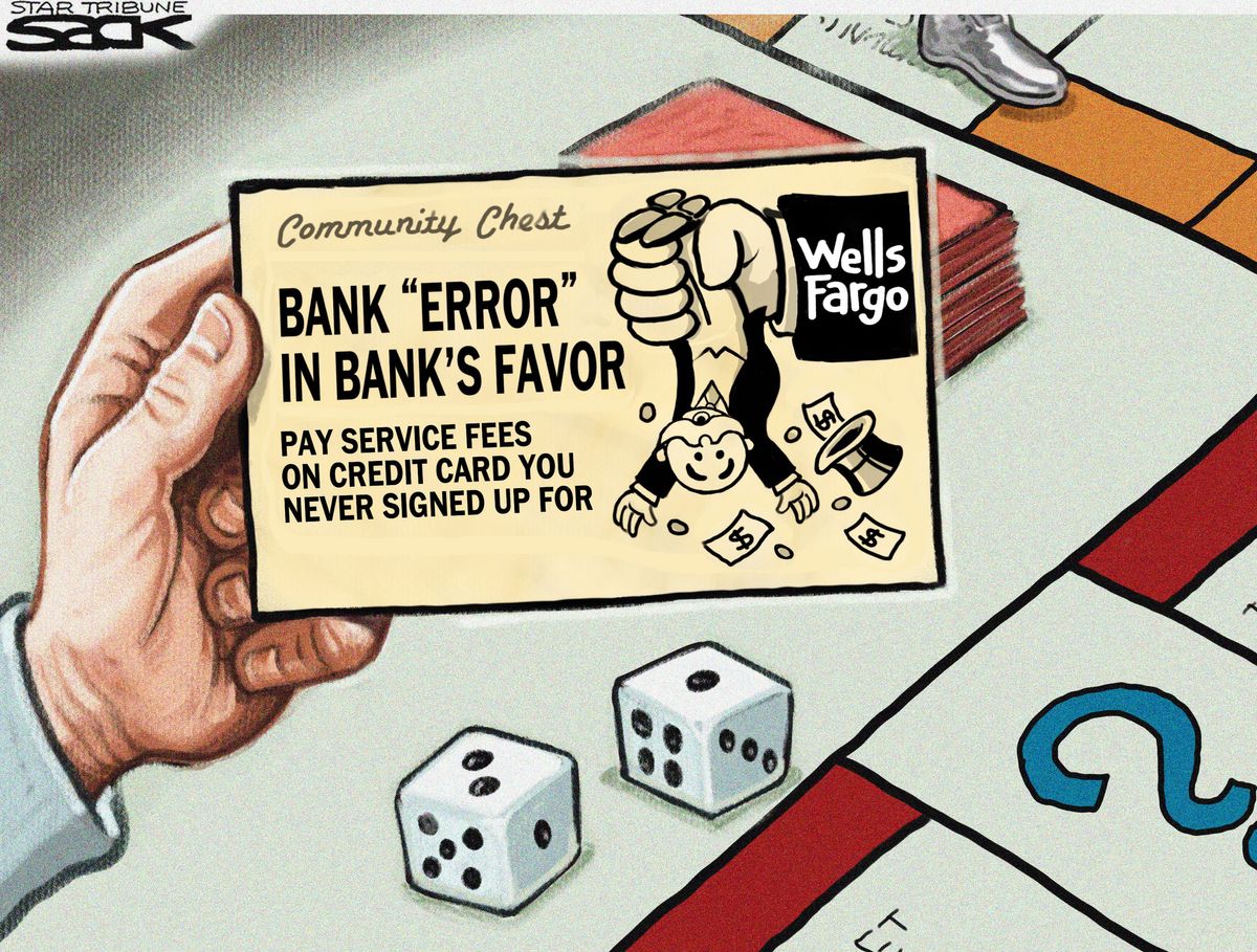 Editorial cartoon U.S. Wells Fargo bank error | The Week