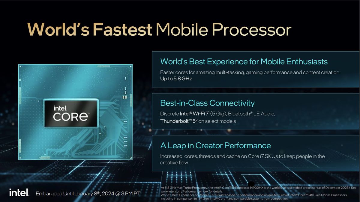 Intel's 14th Gen Core mobile processors for laptops gain Wi-Fi 7 and ...