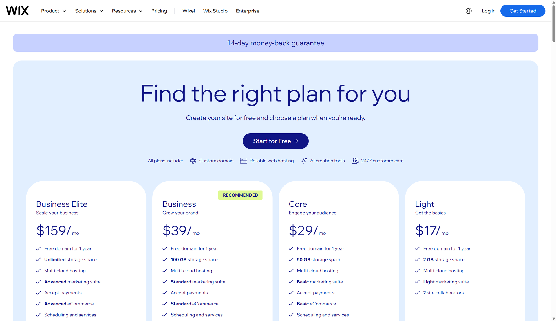Wix pricing 2025 | TechRadar