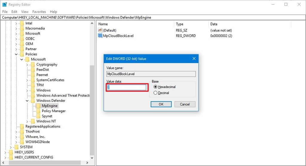 How to change Windows Defender Antivirus cloud-protection level on ...