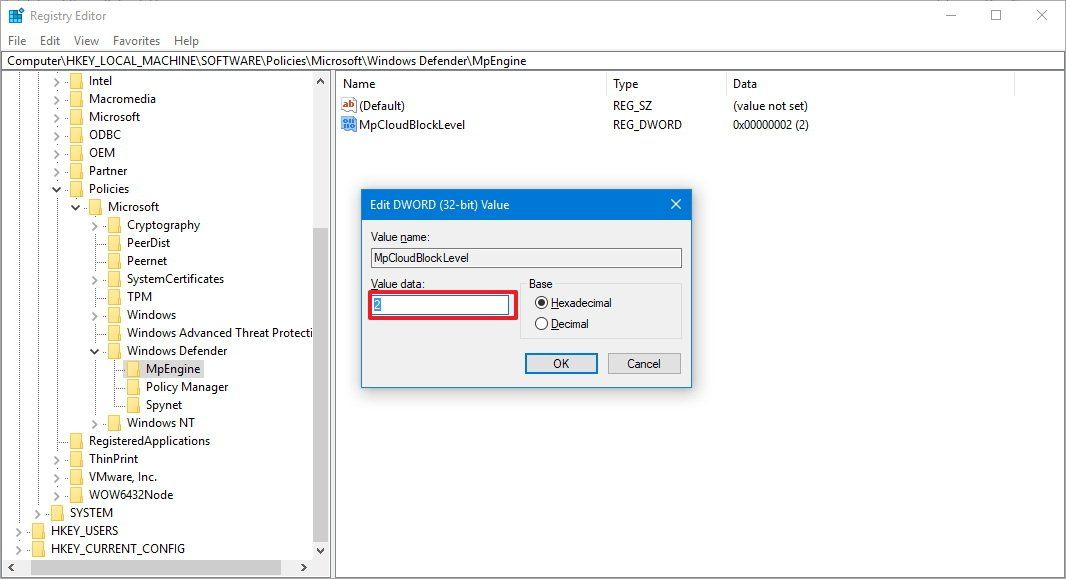 How to change Windows Defender Antivirus cloud-protection level on ...