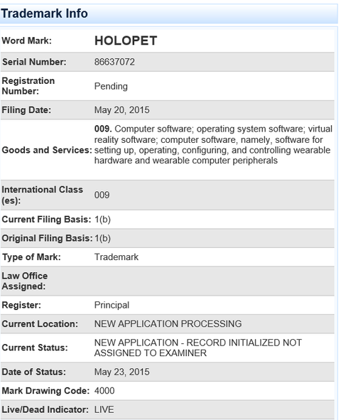 Microsoft registers "HoloPet" trademark, likelihood of augmented ...