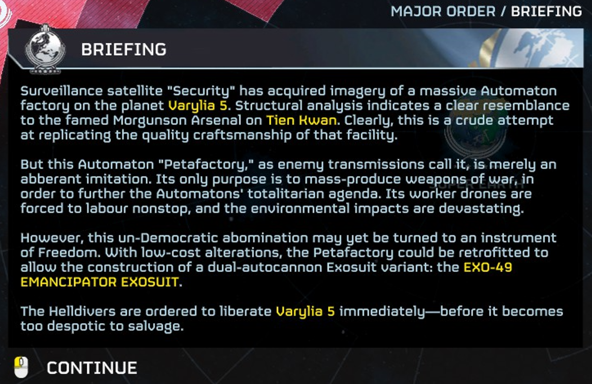 Helldivers 2's latest major order promises a mech with 2 entire ...