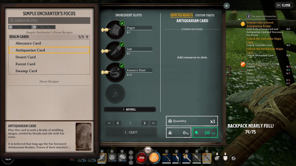 Nightingale card crafting: How to get started | PC Gamer