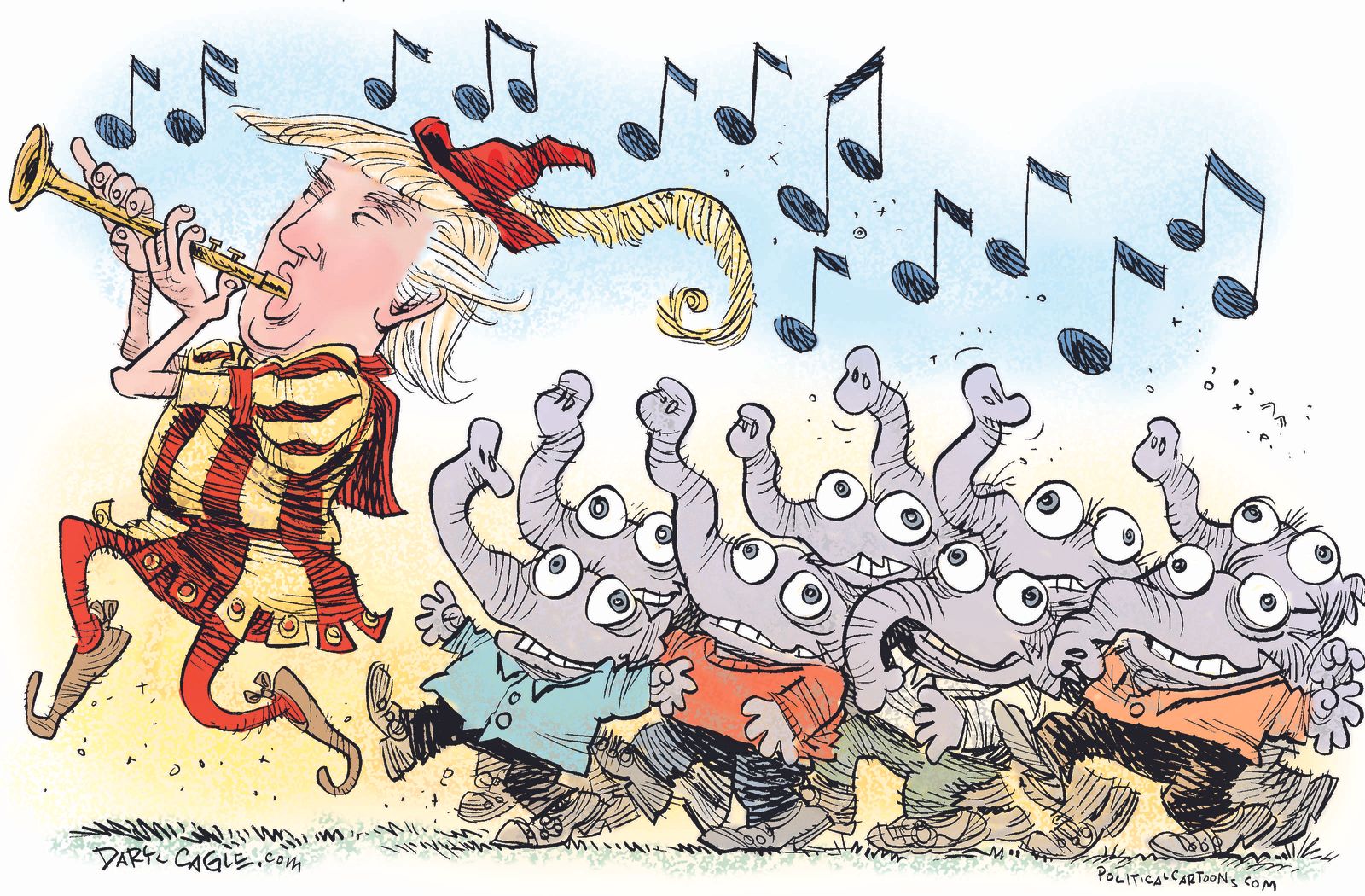 Political cartoon U.S. Trump Pied Piper | The Week