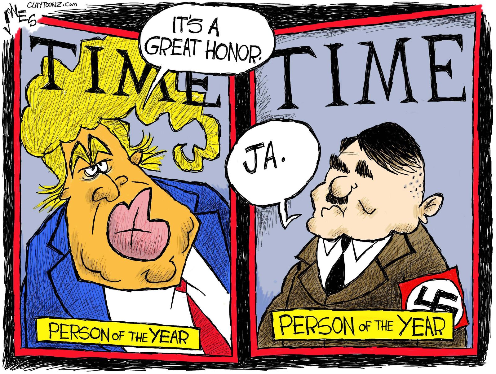 Political cartoon U.S. Donald Trump Hitler person of the year | The Week