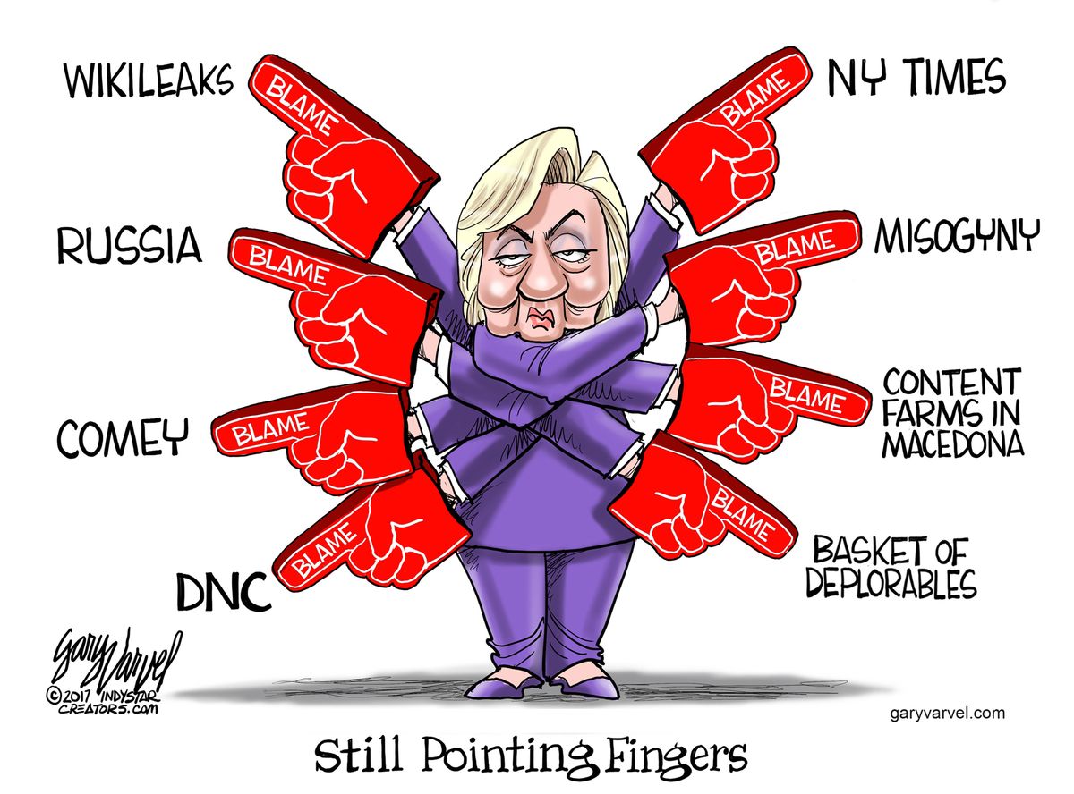 Political cartoon U.S. Hillary pointing fingers | The Week