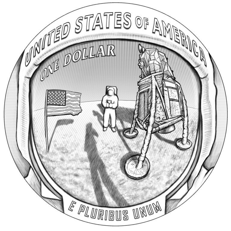 US Mint Reveals Design of First Moon Landing 50th Anniversary Coins | Space