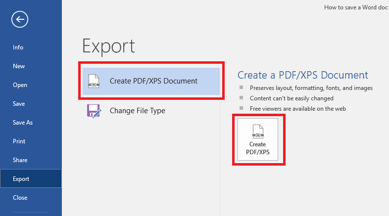 How to save a Microsoft Word doc as a PDF or other file format ...