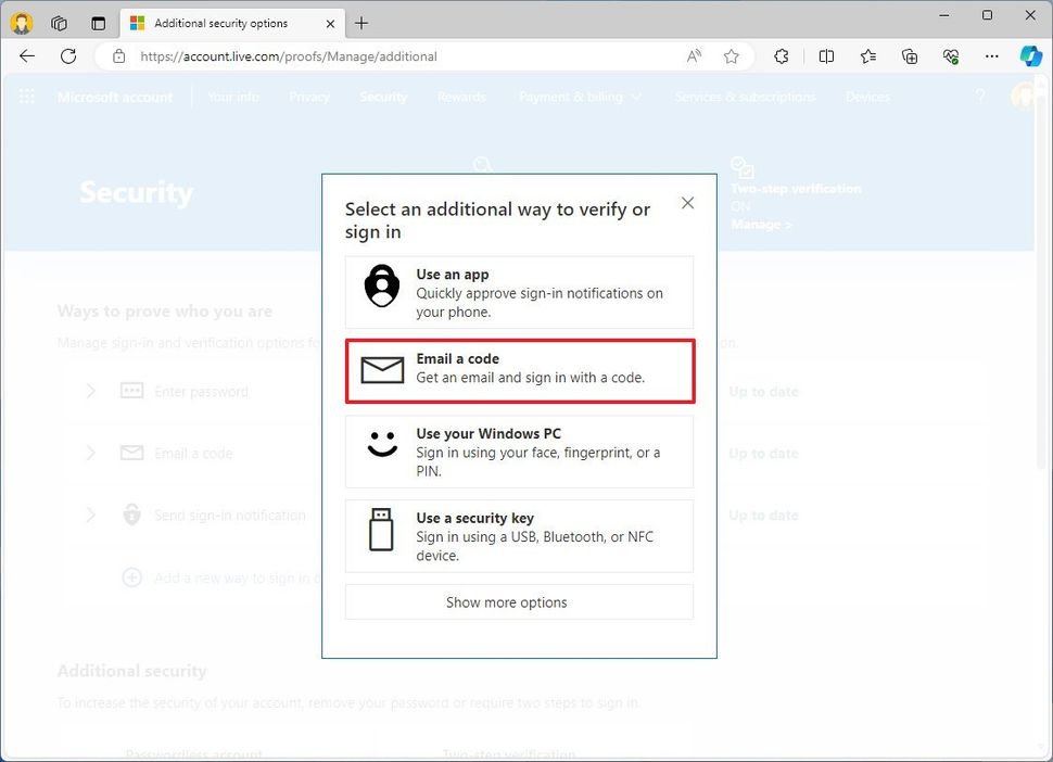 How to set up two-factor authentication (2FA) on a Microsoft account ...