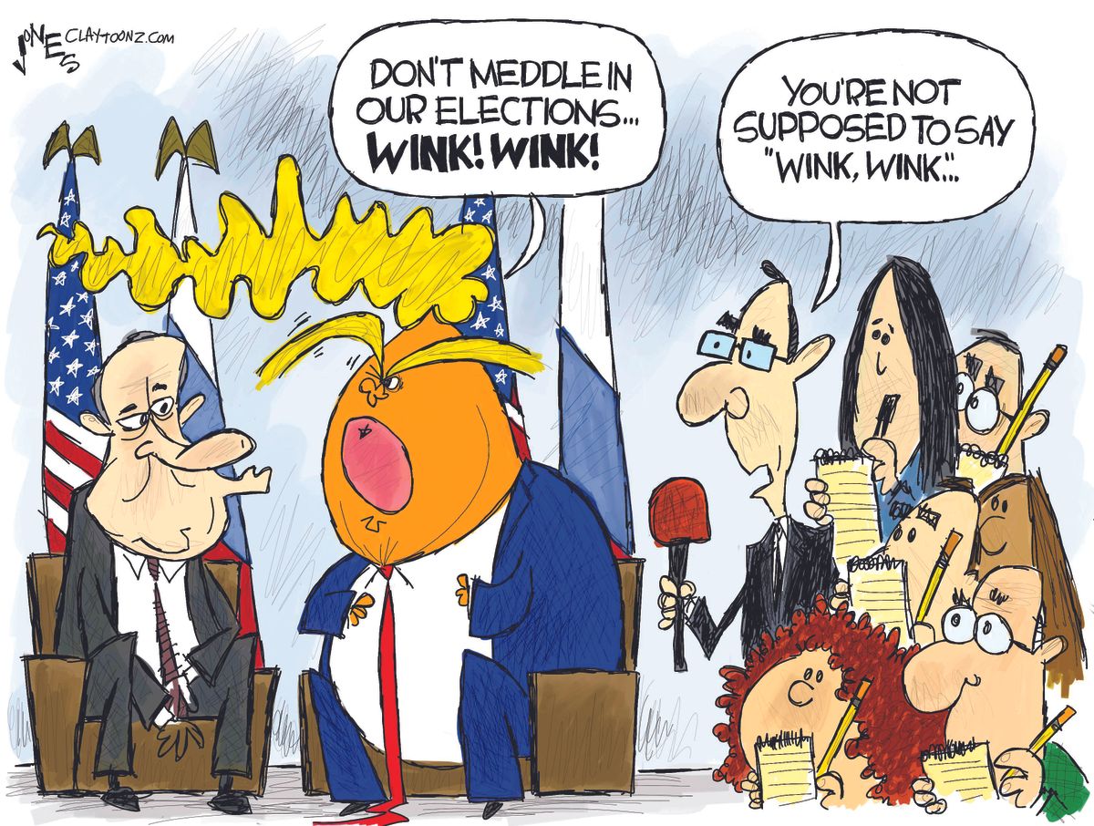 Political Cartoon U.S. Election Fraud Foreign Interference Trump Wink ...