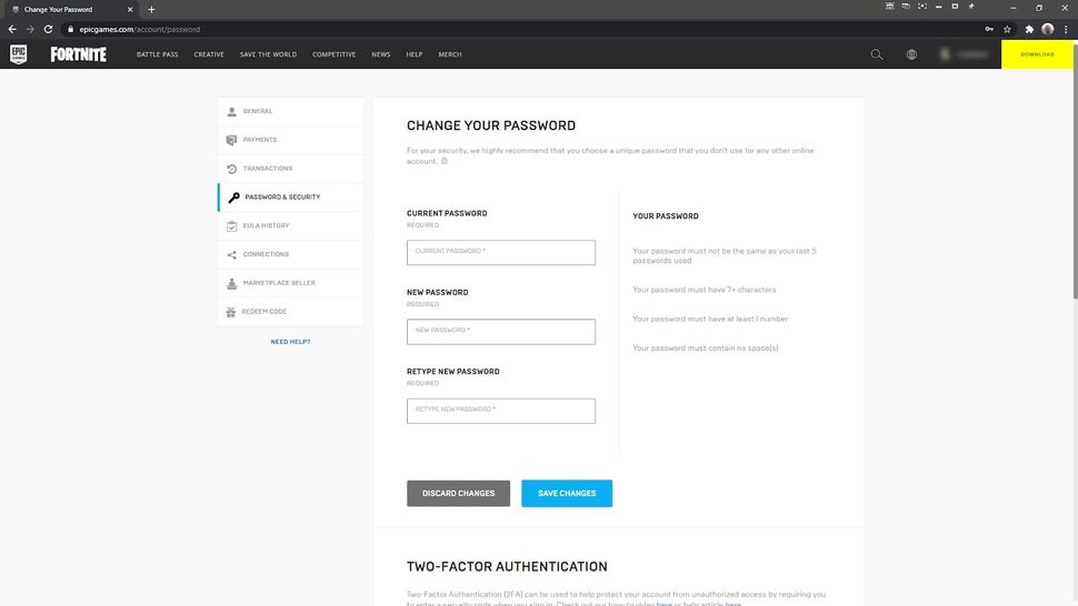 How to change your Fortnite password in the Epic Games Launcher | TechRadar