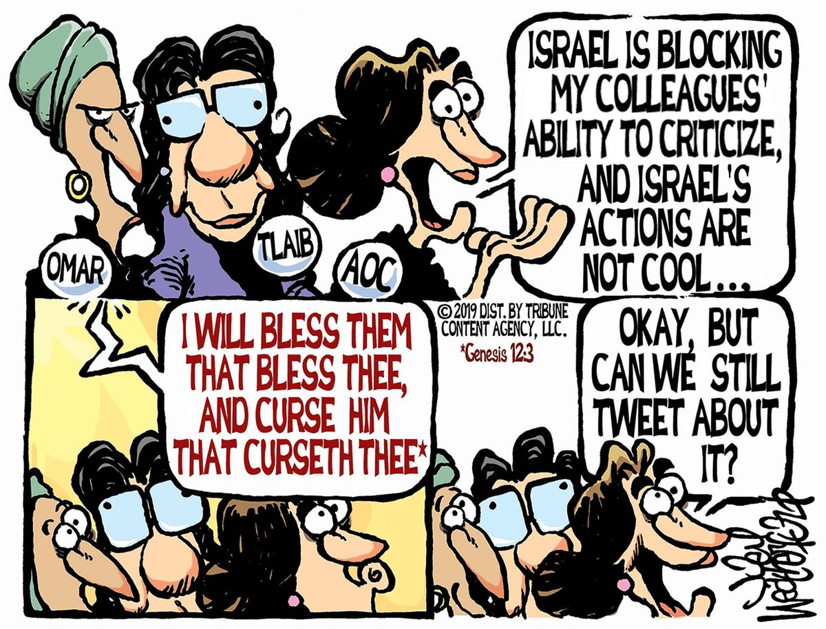 Political Cartoon U.S. AOC The Squad Banned From Israel BDS Occupation ...