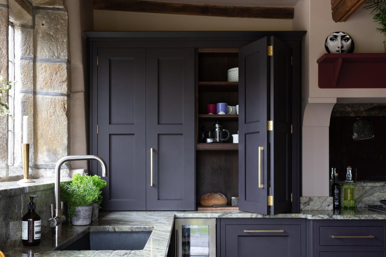 Explore this Yorkshire farmhouse kitchen with its colorful cabinetry ...