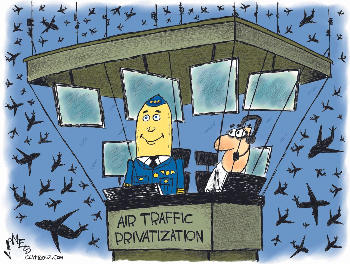 Political cartoon U.S. Trump air traffic control privatization | The Week