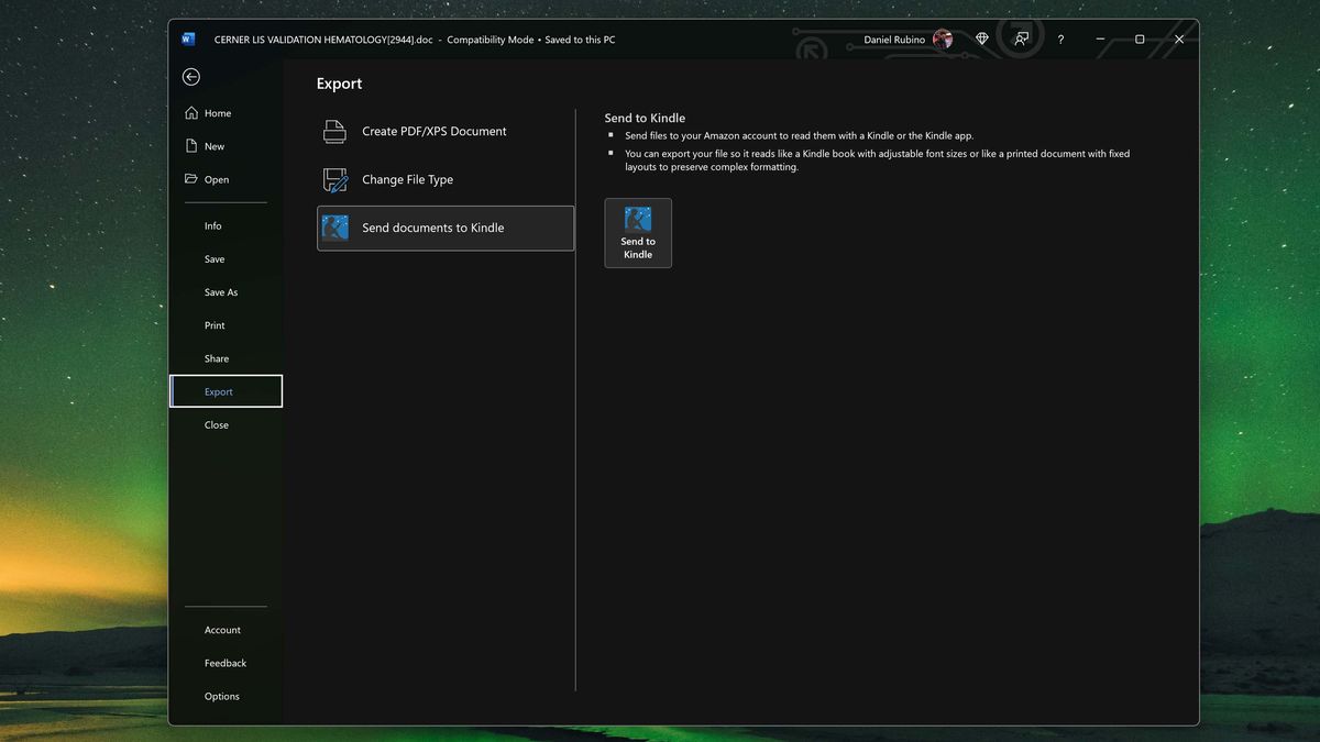 Microsoft Word nabs ability to export docs to Amazon Kindle | Windows Central