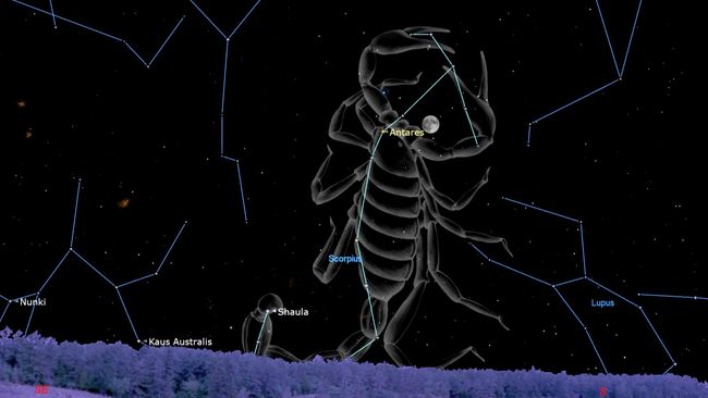 See the moon shine with famous red star Antares in the southern sky on ...