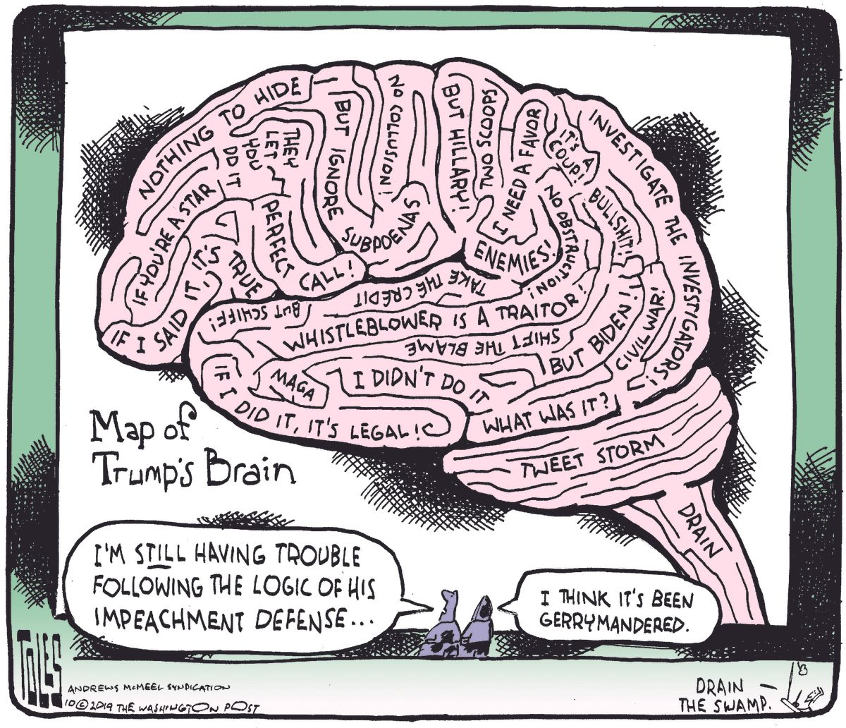 Political Cartoon U.S. Trump Impeachment Defense Tweets | The Week