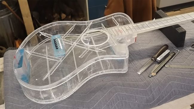 This offset acoustic is made almost entirely from reclaimed acrylic ...