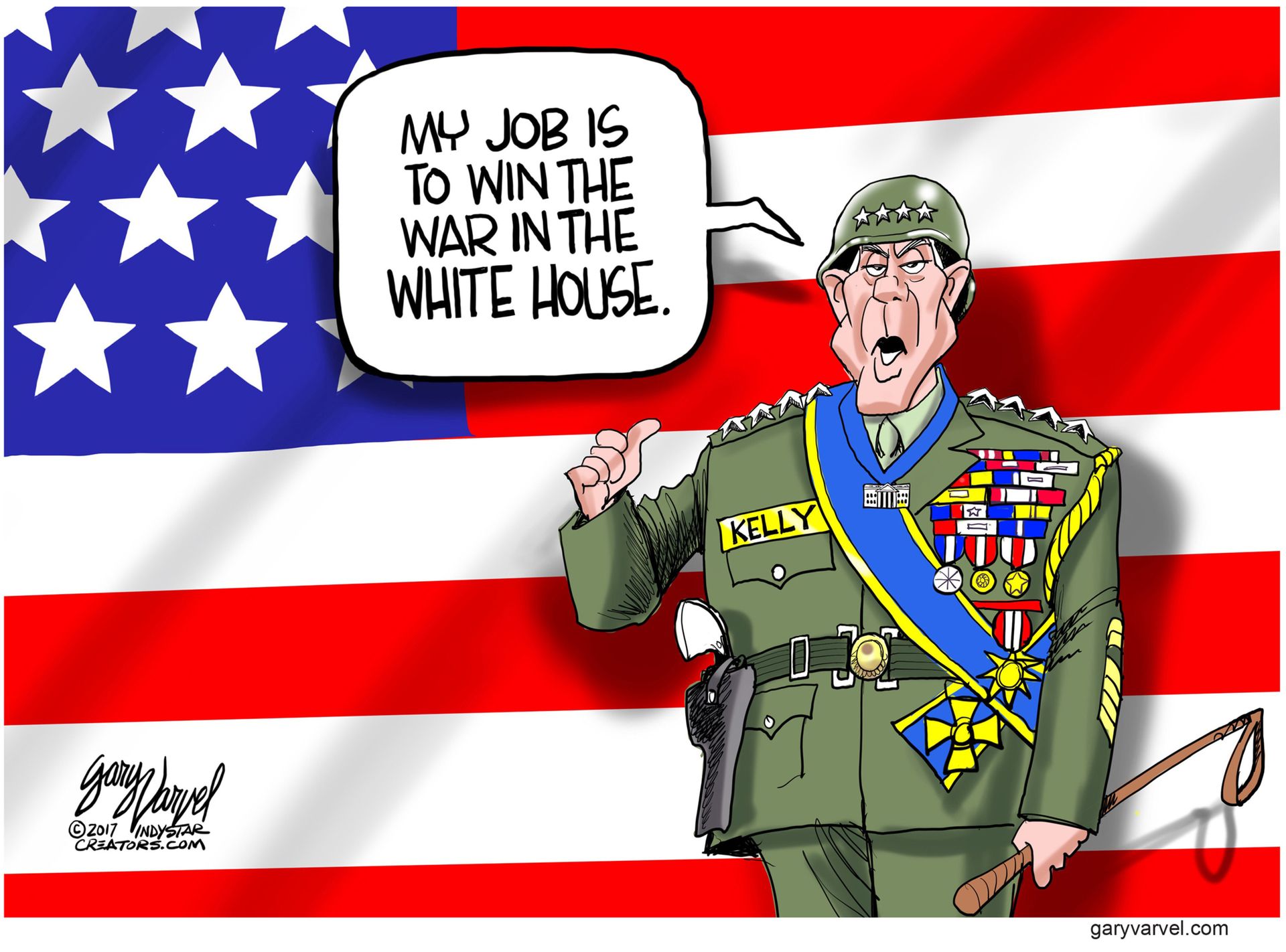 Political cartoon U.S. John Kelly chief of staff White House chaos ...