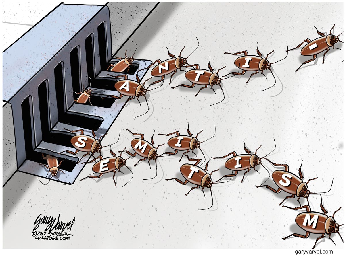 Editorial Cartoon U.S. Anti-semitism returns crawls up from gutters ...