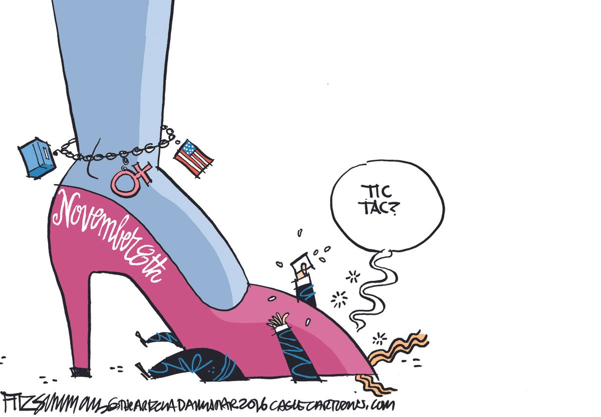 Political cartoon U.S. 2016 election Donald Trump women voters | The Week