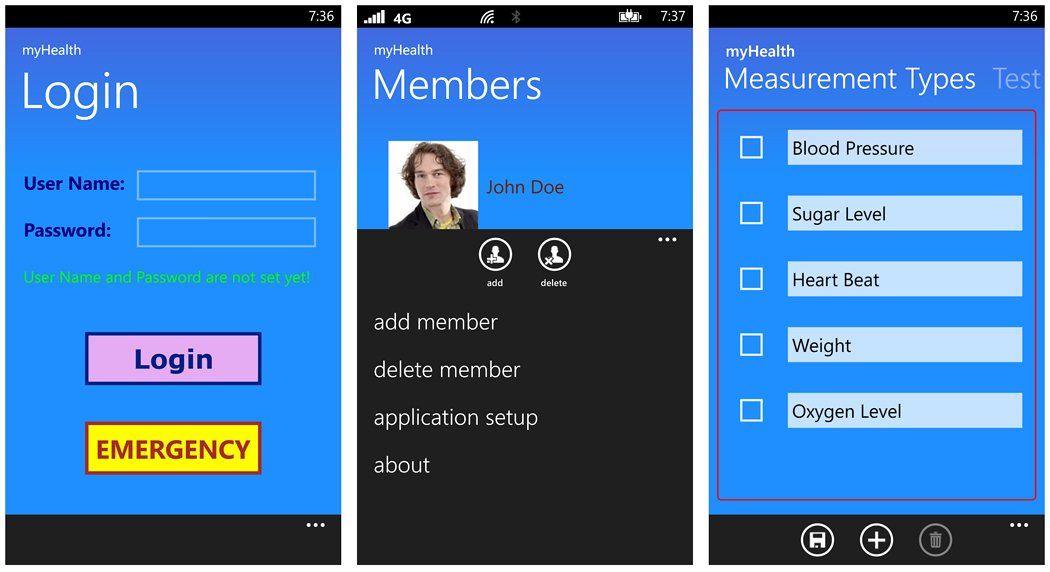 myHealth for Windows Phone 8, tracking and organizing your medical ...