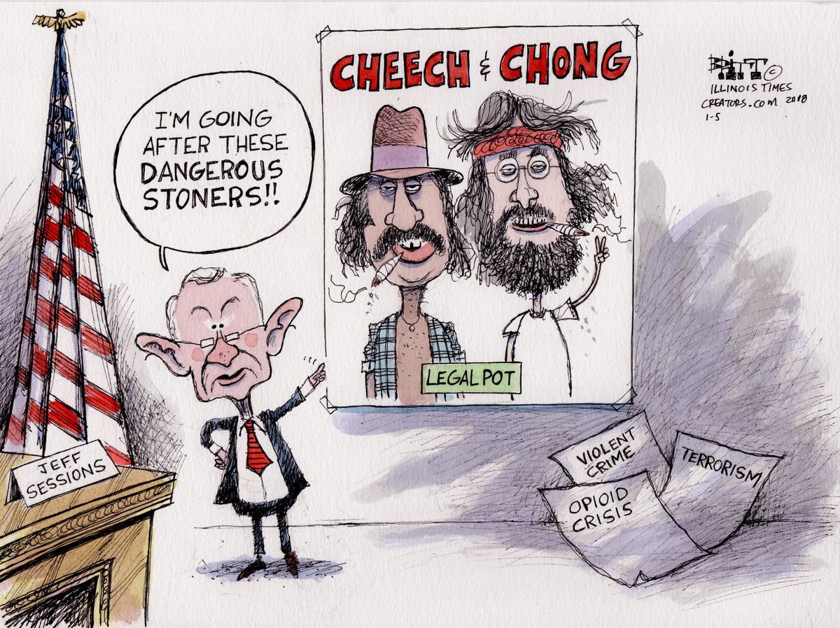 Political cartoon U.S. Jeff Sessions marijuana legalization | The Week