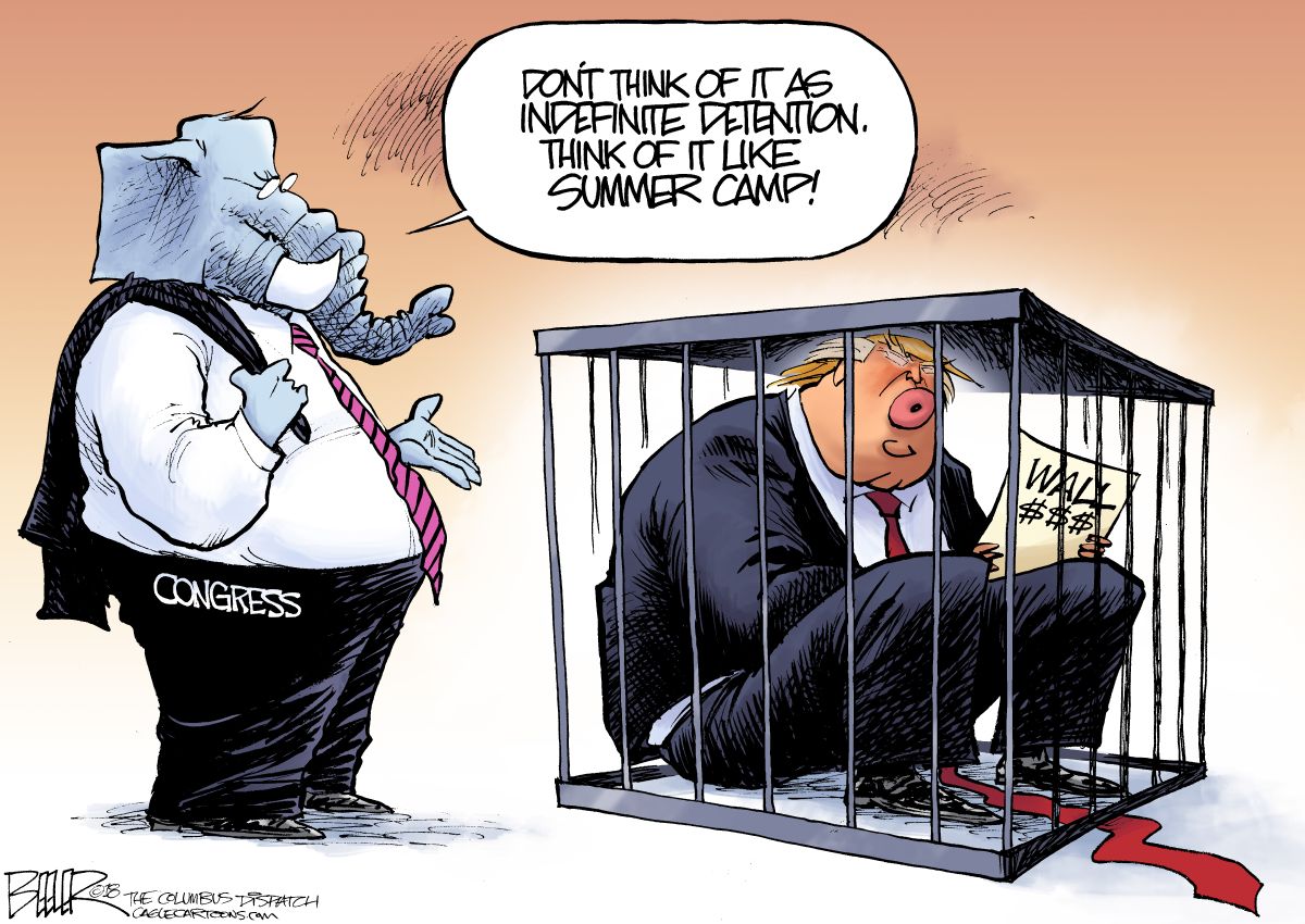 Political cartoon U.S. Trump Congress GOP wall budget | The Week