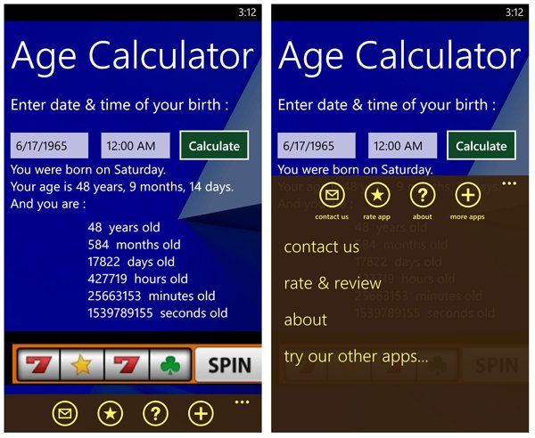 Age Calculator, a Windows Phone app that may make you feel older ...