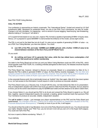Premier Golf League Sends Explosive Letter To PGA Tour Players | Golf ...