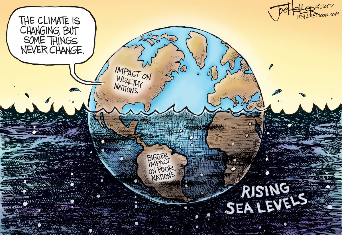 Political Cartoon U.S. Climate Change impacts wealthy, poor nations ...