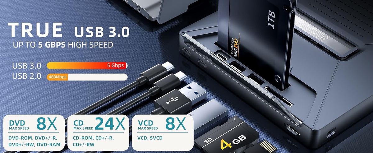Portable USB DVD writer with 2.5-inch SATA and SD card dock slashed by ...