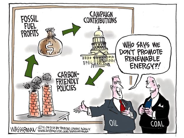 Political cartoon oil coal campaign contributions | The Week