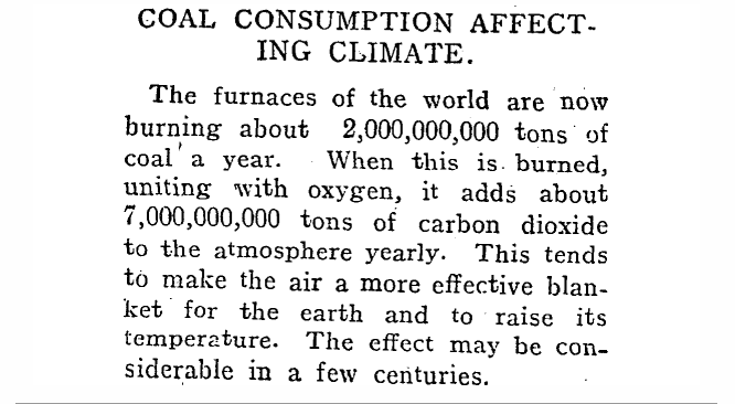 News Clip Linked Coal to Climate Change -- 106 Years Ago Today | Live ...