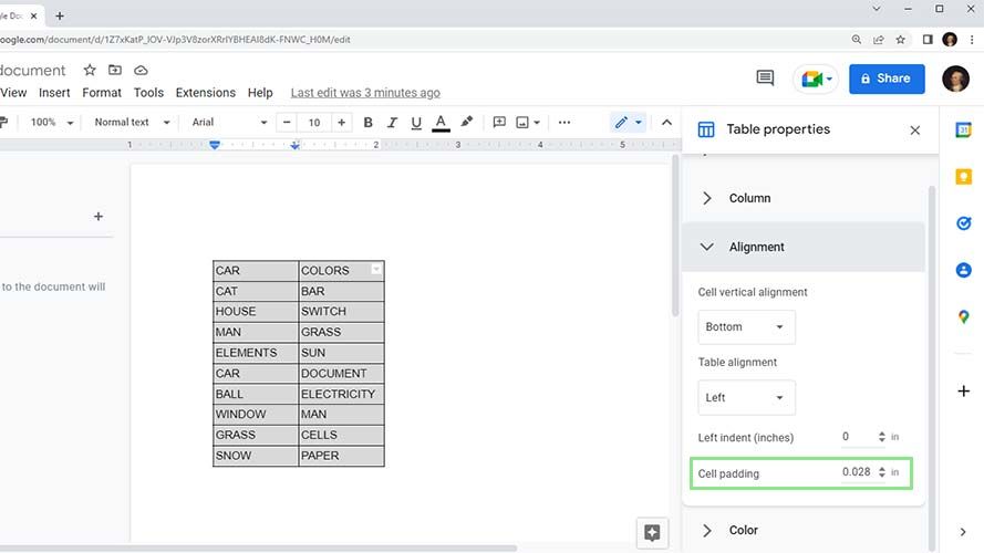 How to adjust cell spacing for a table in Google Docs | Laptop Mag