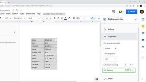How to adjust cell spacing for a table in Google Docs | Laptop Mag