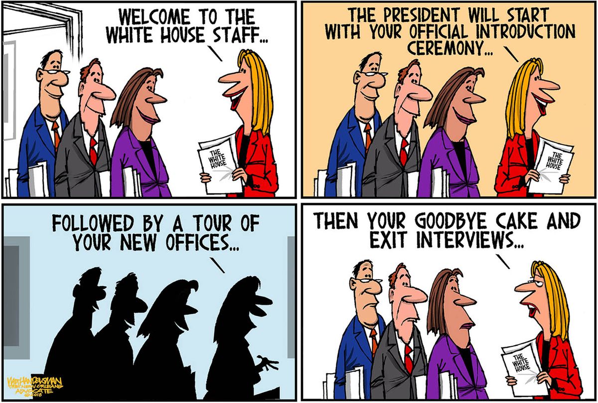Political Cartoon U S Trump White House Chaos Revolving Door The Week