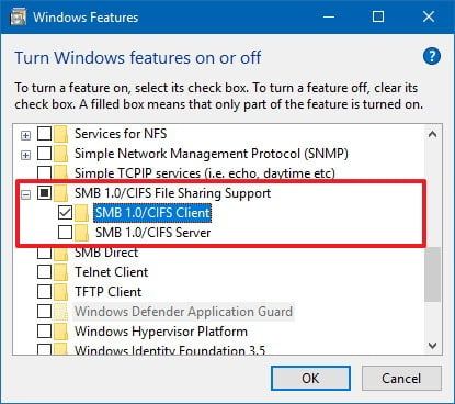 How to access files on network devices using SMBv1 on Windows 10 ...