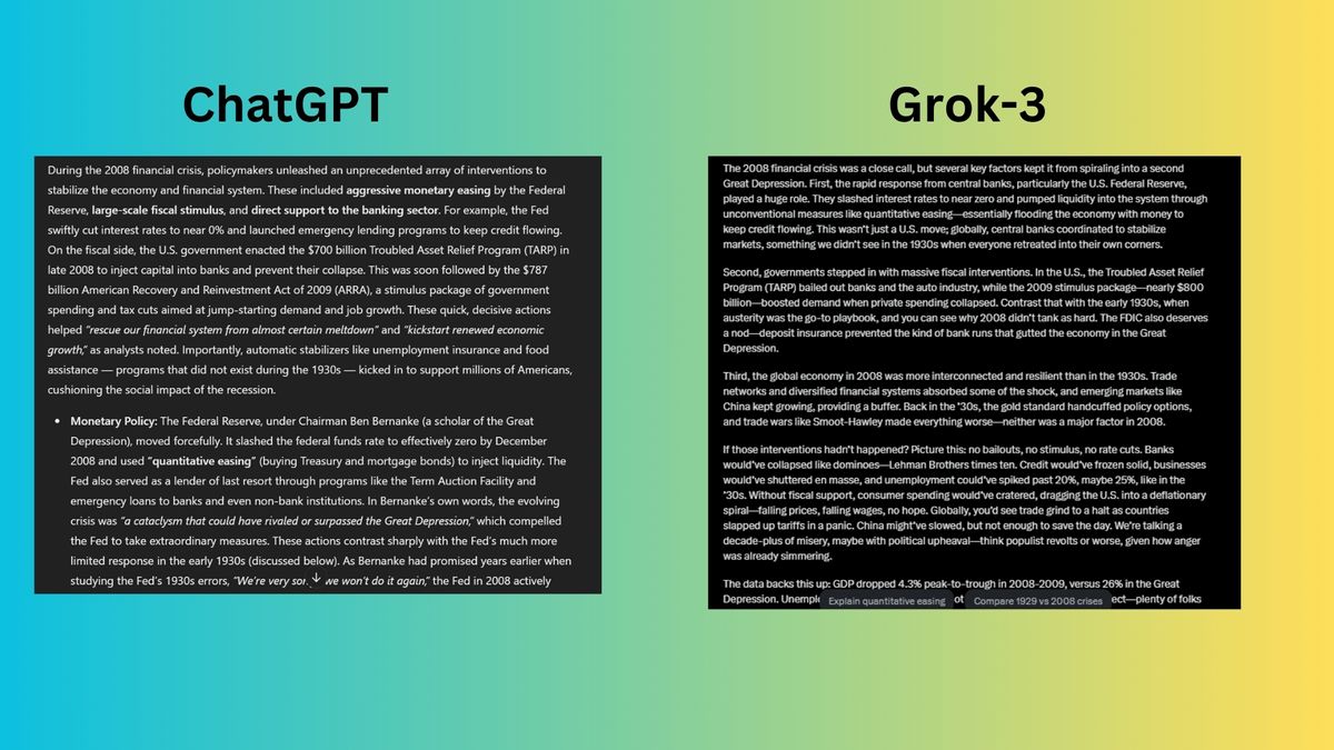 I just tested ChatGPT deep research vs Grok-3 with 5 prompts — here's ...