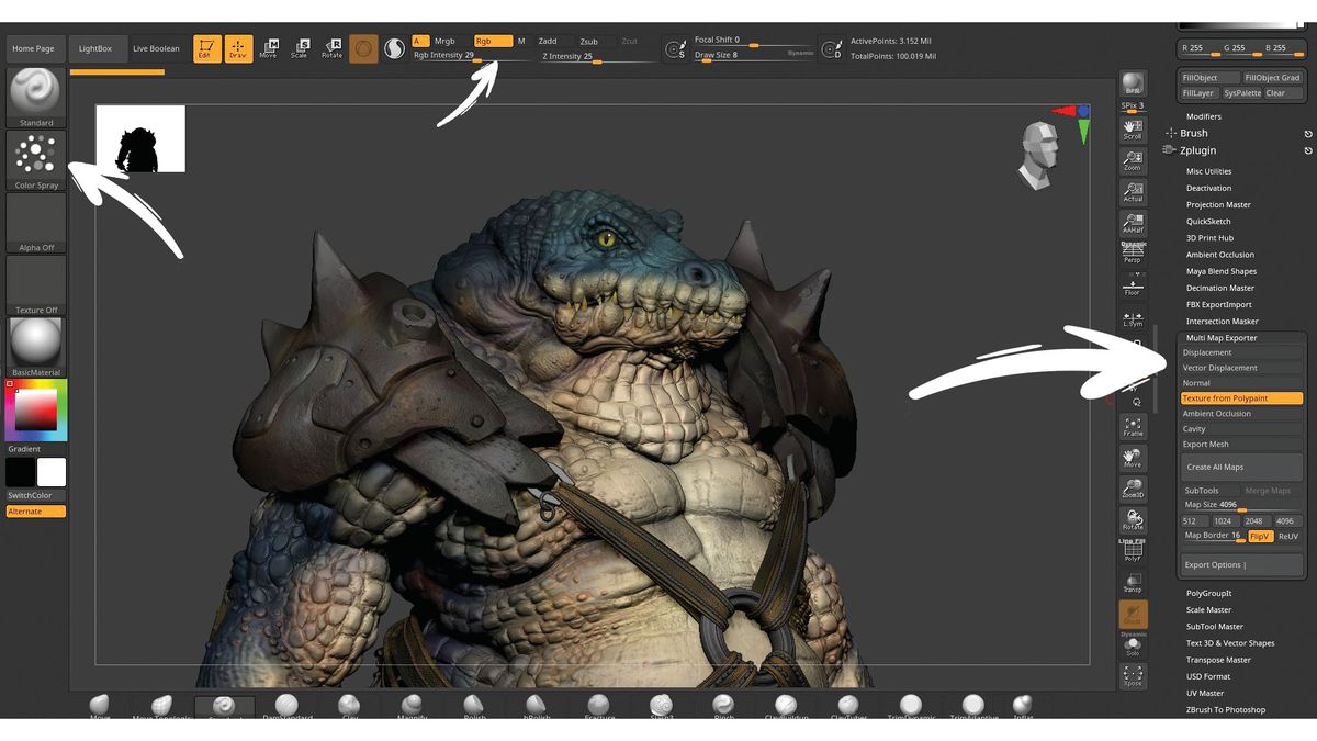 How to sculpt a reptilian creature using ZBrush, Maya and Substance 3D ...