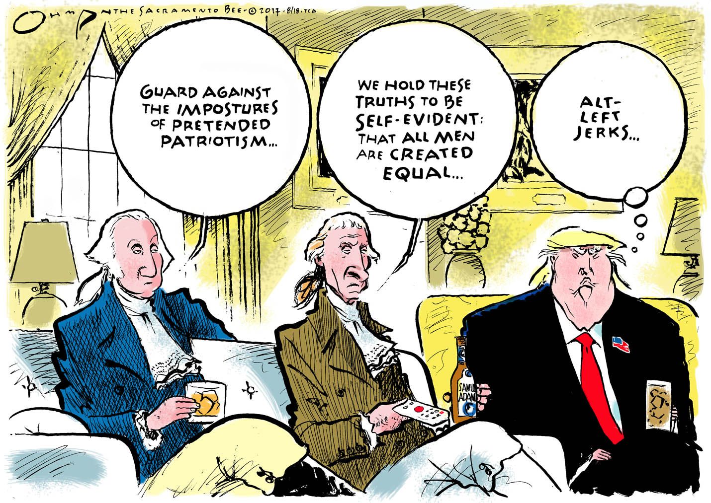 Political cartoon U.S. Trump founding fathers constitution alt-left ...
