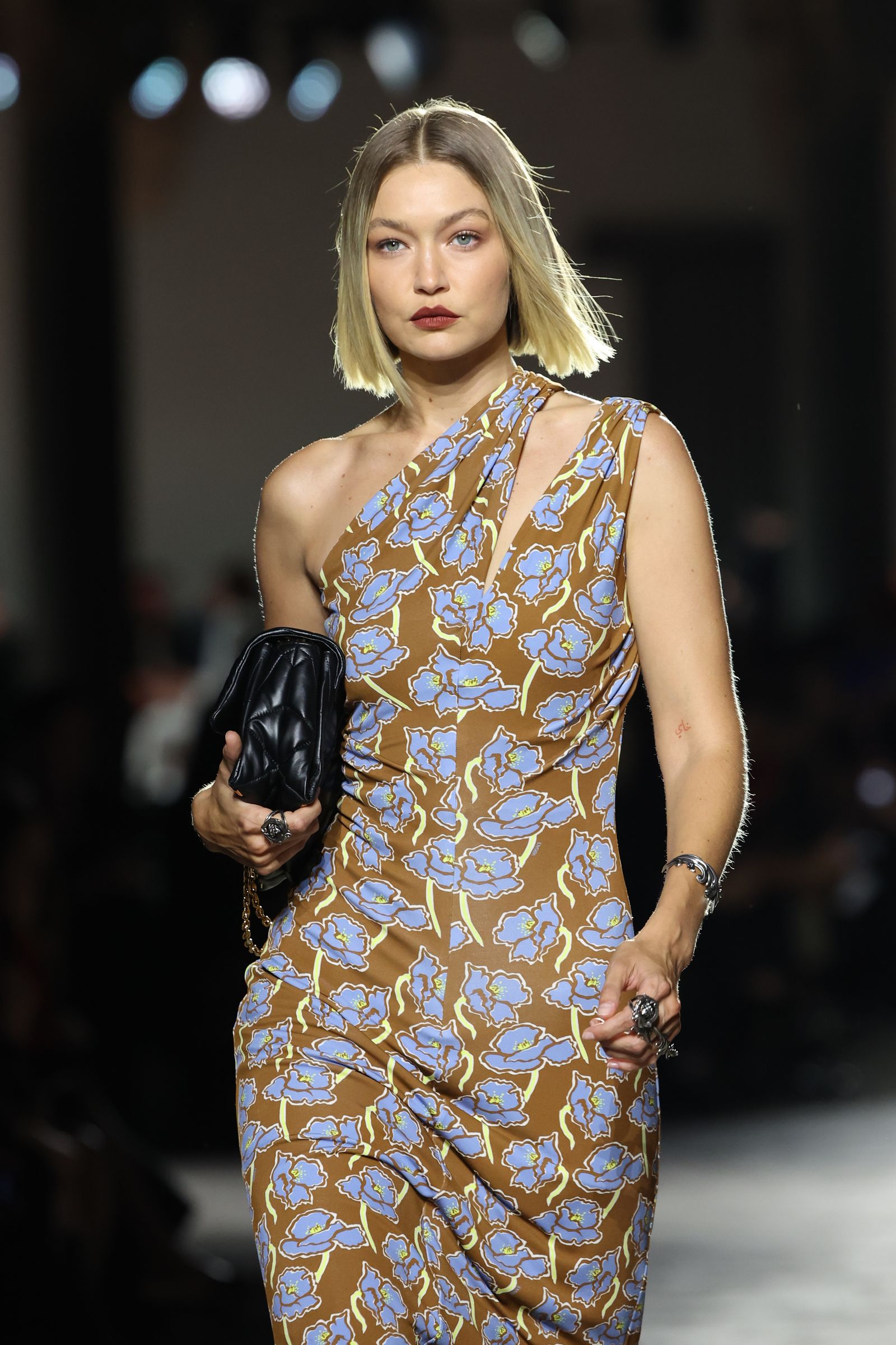 Gigi Hadid Returns to the Runway in Floral Versace | Marie Claire