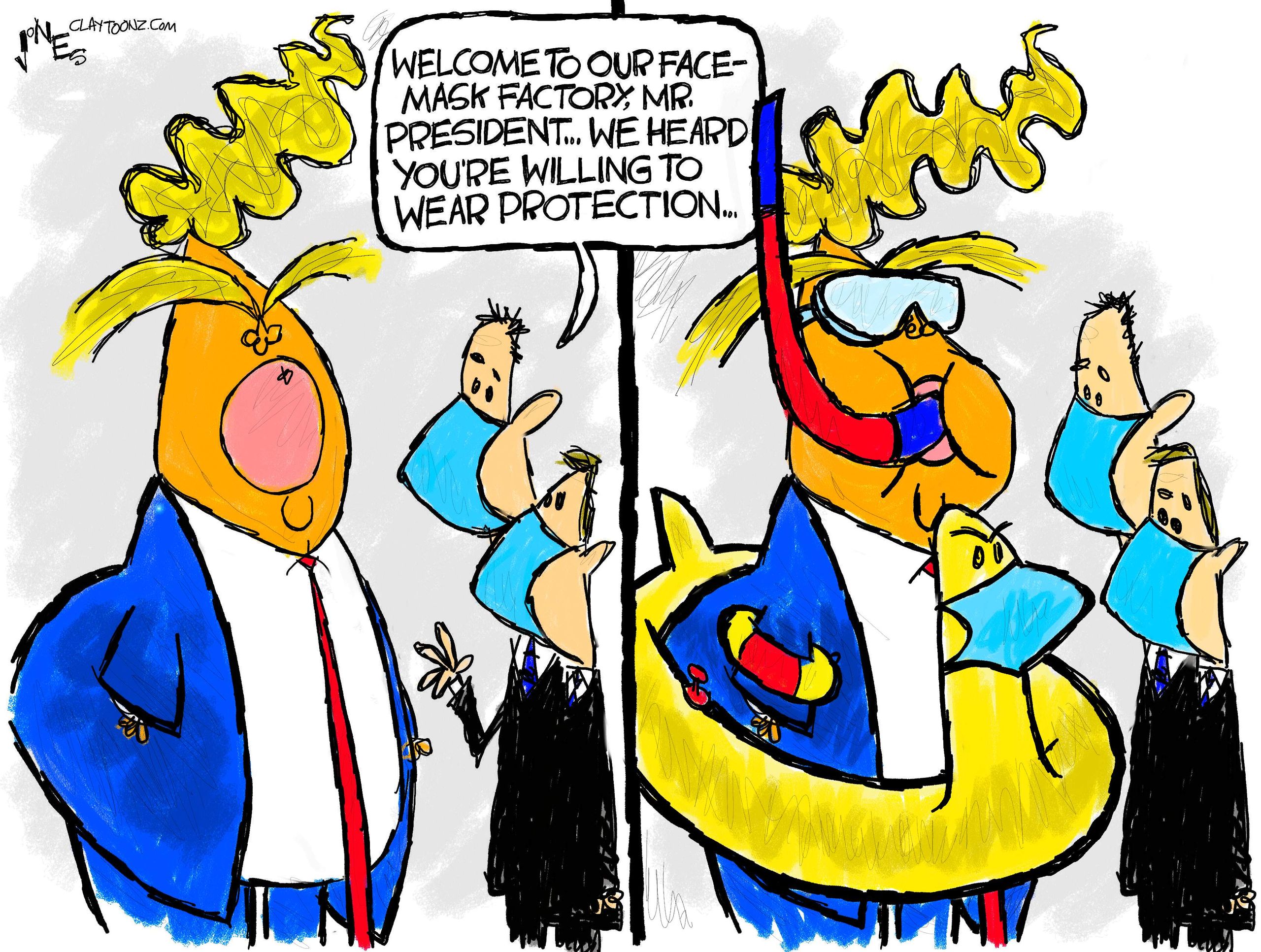 Political Cartoon U.S. Trump mask factory coronavirus | The Week